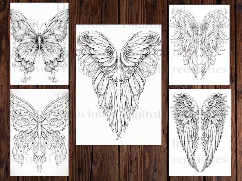 25 Fairy Wings Coloring Book |fairy Magic Wings Butterfly| Adults and ...