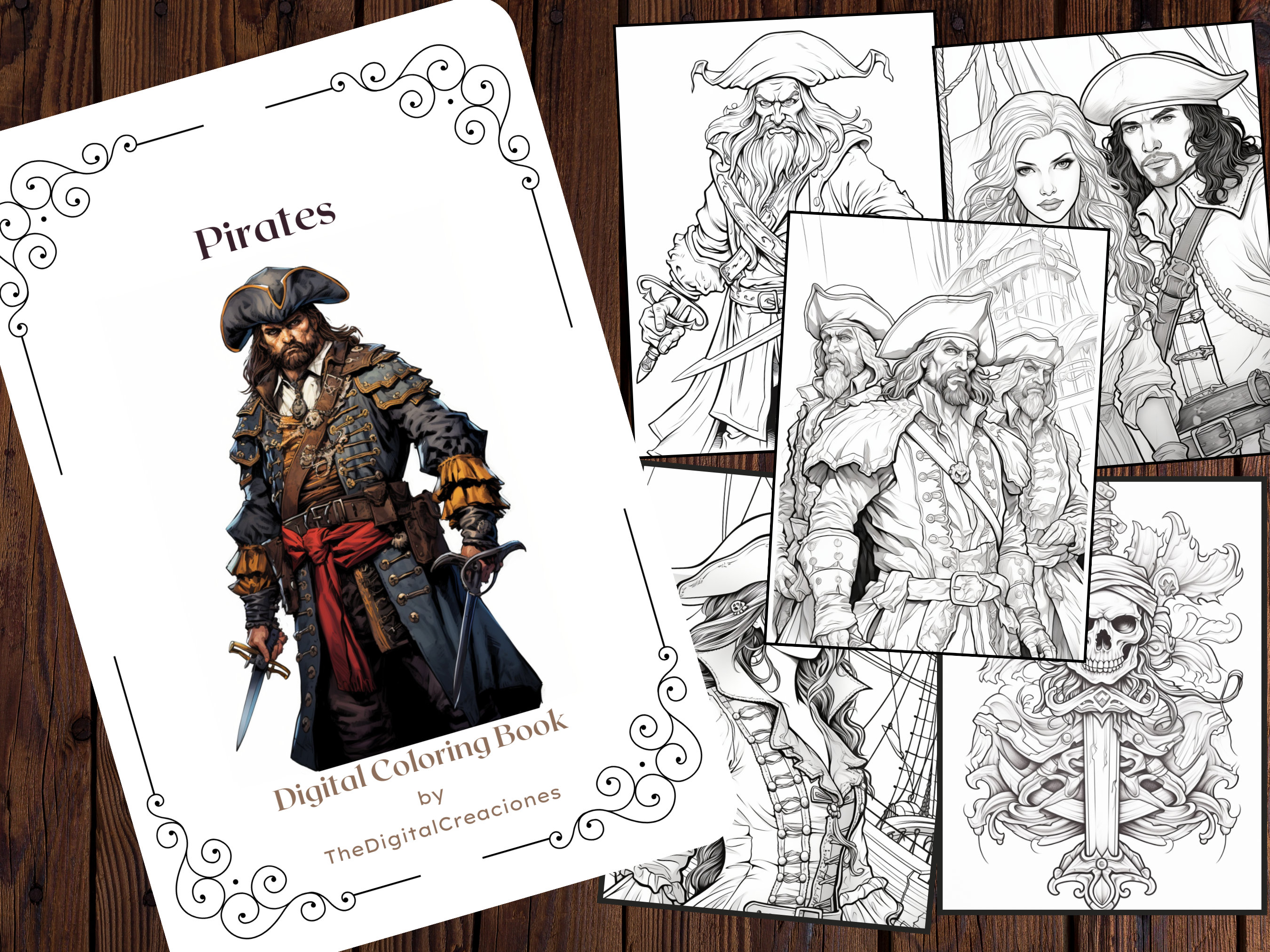 Pirates Coloring Book 25 Adults and Kids Printable Coloring Books ...