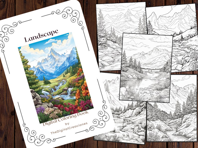 25 Landscape Coloring Book| Intricate Landscape Themed Coloring Pages ...