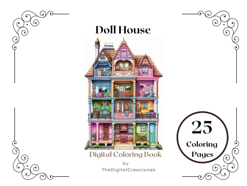 25 Doll House Coloring Book|printable Fantasy Dream House Coloring ...