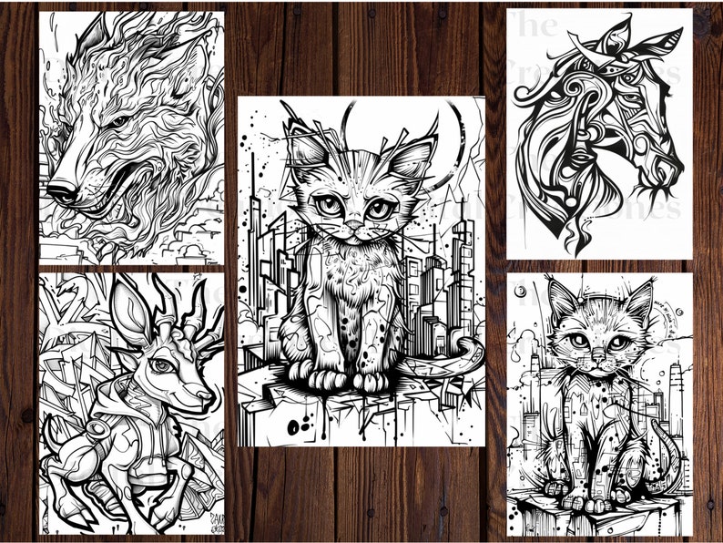 25 Graffiti Animals Coloring Book| Printable African Animal Coloring ...