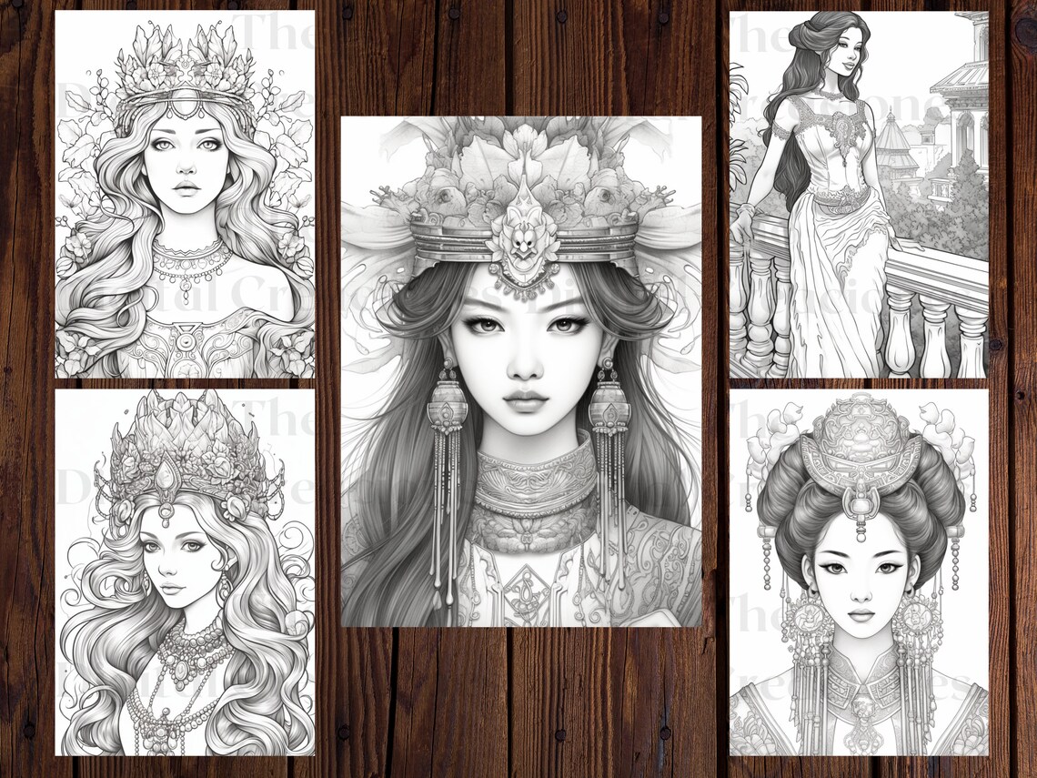 Princesses Coloring Book 25 Adults and Kids Printable - Etsy