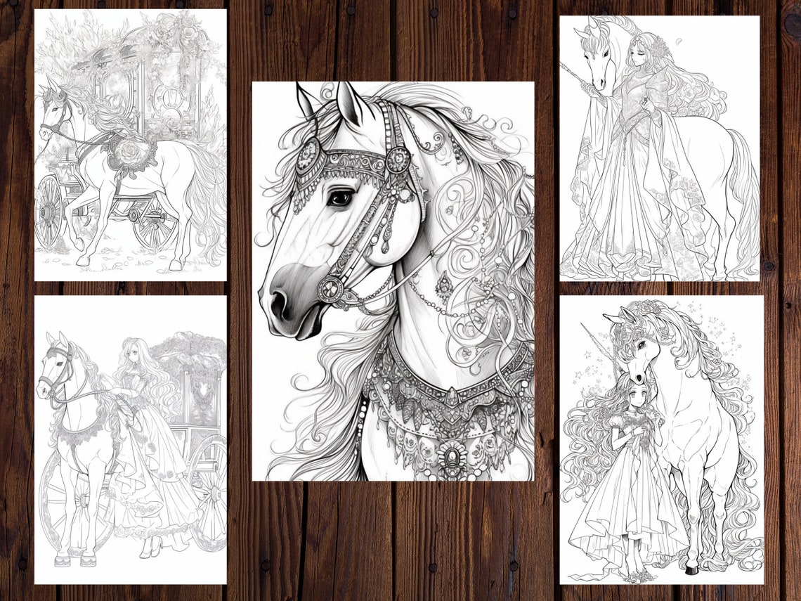 25 Majestic Horses Coloring Book Adults and Kids Printable Coloring ...