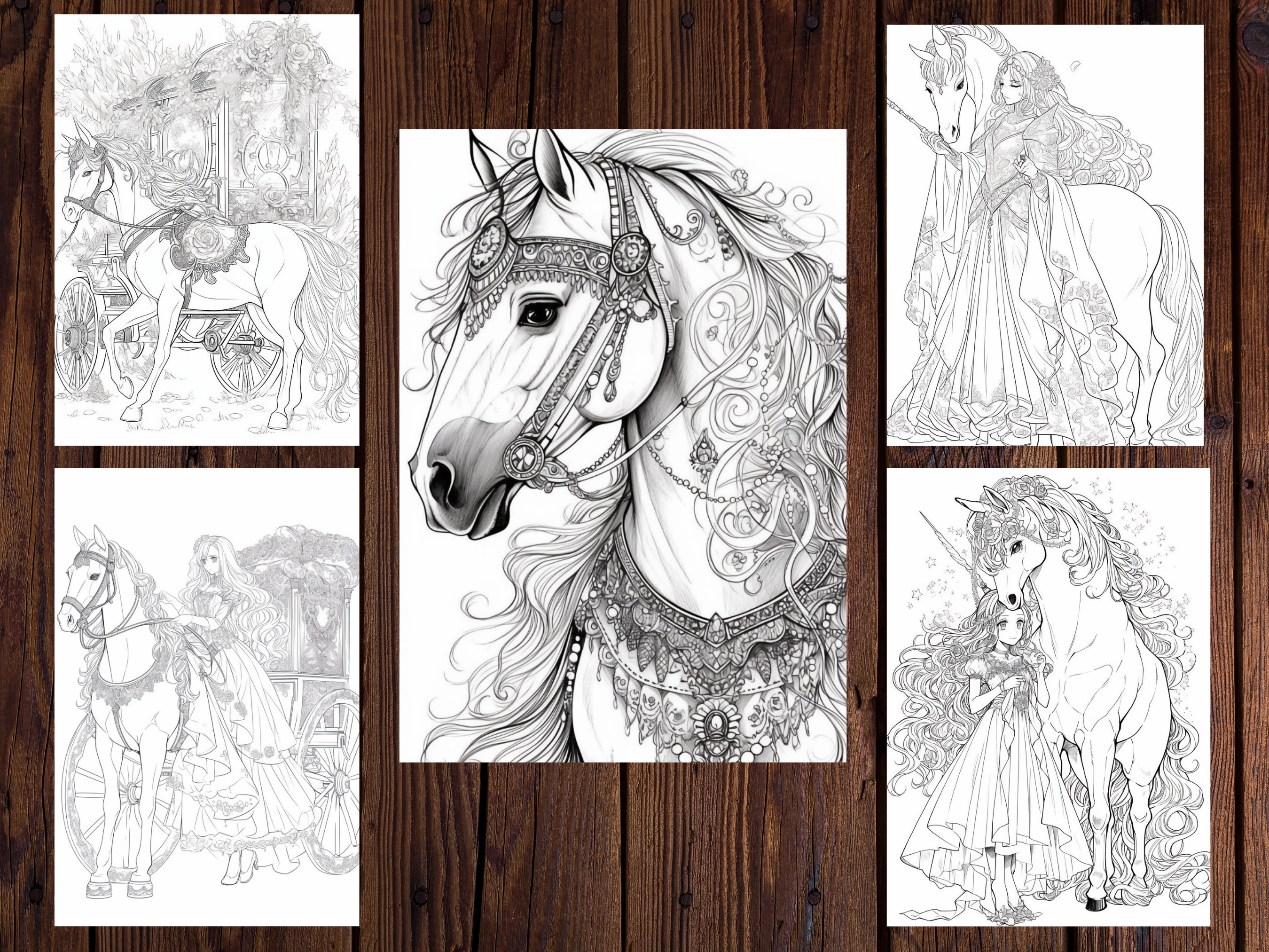25 Majestic Horses Coloring Book Adults and Kids Printable Coloring ...