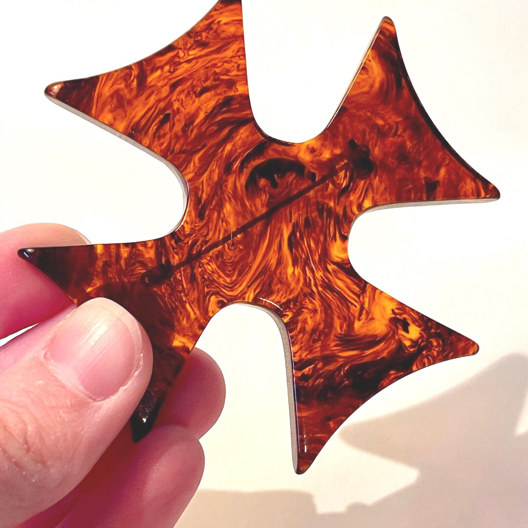 Vintage Bakelite Maltese Cross Brooch Large: Root Beer Marbled Brown ...