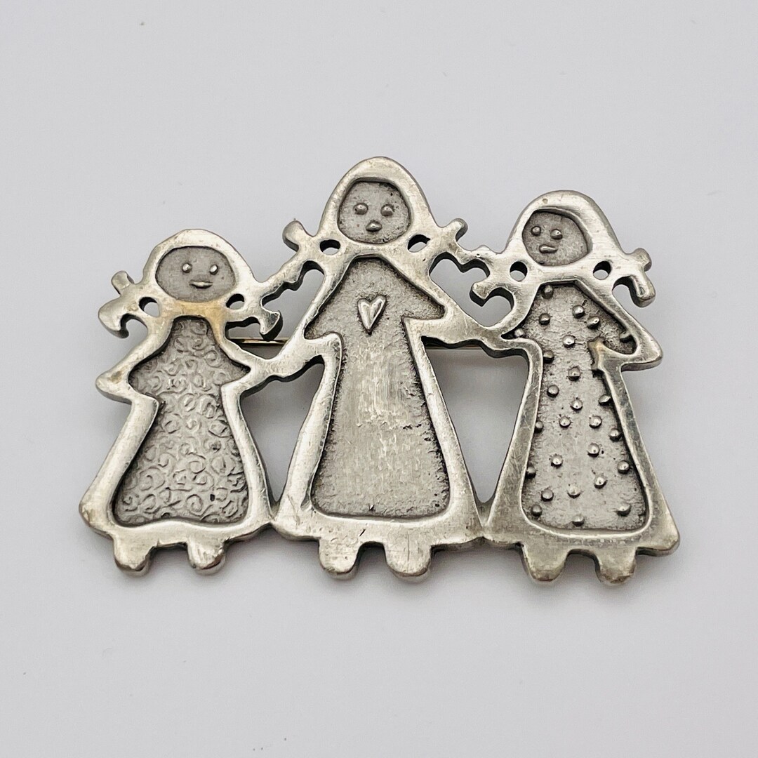 Three Sisters Brooch by Cynthia Webb in Silver Tone and Cute Vintage ...