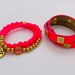 Three Rustic Cuff Bracelets Wrap Bracelet Hot Pink and Gold Tone ...