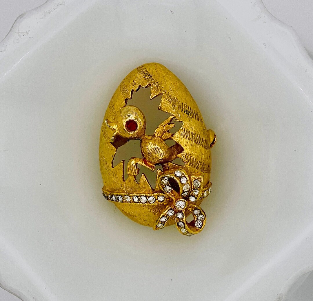 Rare Easter Brooch Chick Hatching From Egg Bird Brooch - Etsy