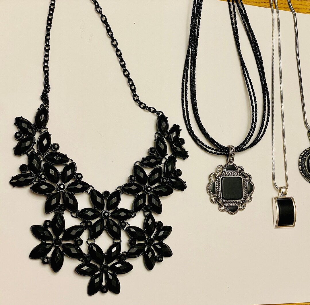 Black Statement Necklaces Black Prom Jewelry Wednesday Addams Necklace ...