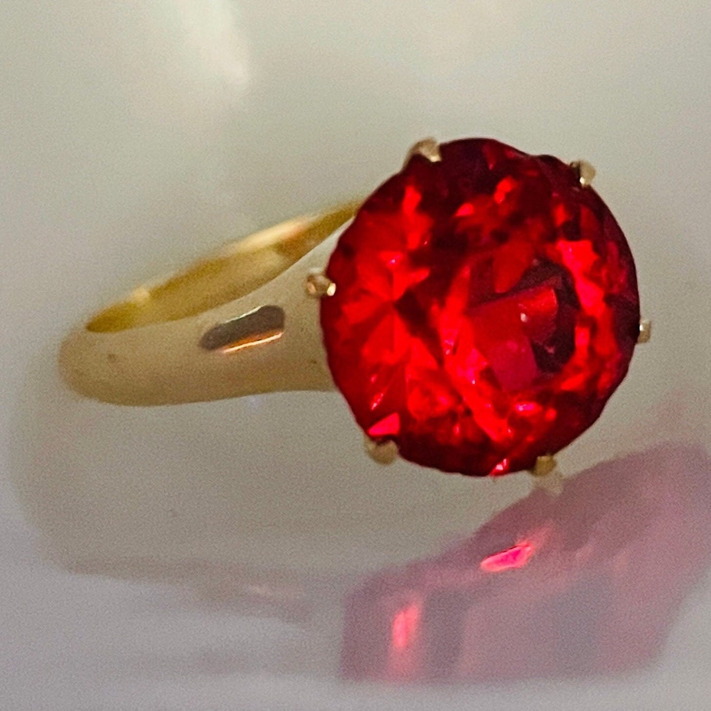 Ruby Red Ring Faux Ruby Ring 14k Gold Fill Large and Brightly Colored ...