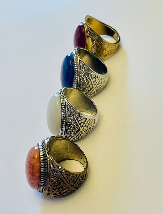 Statement Rings in Gold Silver Red Blue White and Cor… - Gem