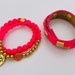 Three Rustic Cuff Bracelets Wrap Bracelet Hot Pink and Gold Tone ...