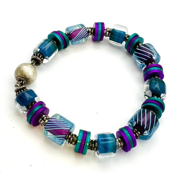 Handmade Beaded Bracelet: Vintage 90s Style, Sterling… - Gem