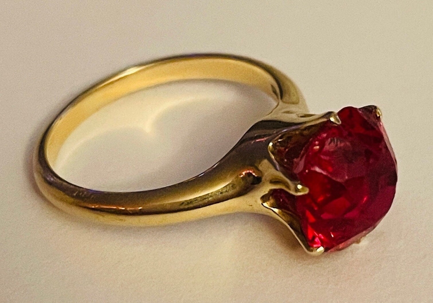 Ruby Red Ring Faux Ruby Ring 14k Gold Fill Large and Brightly Colored ...