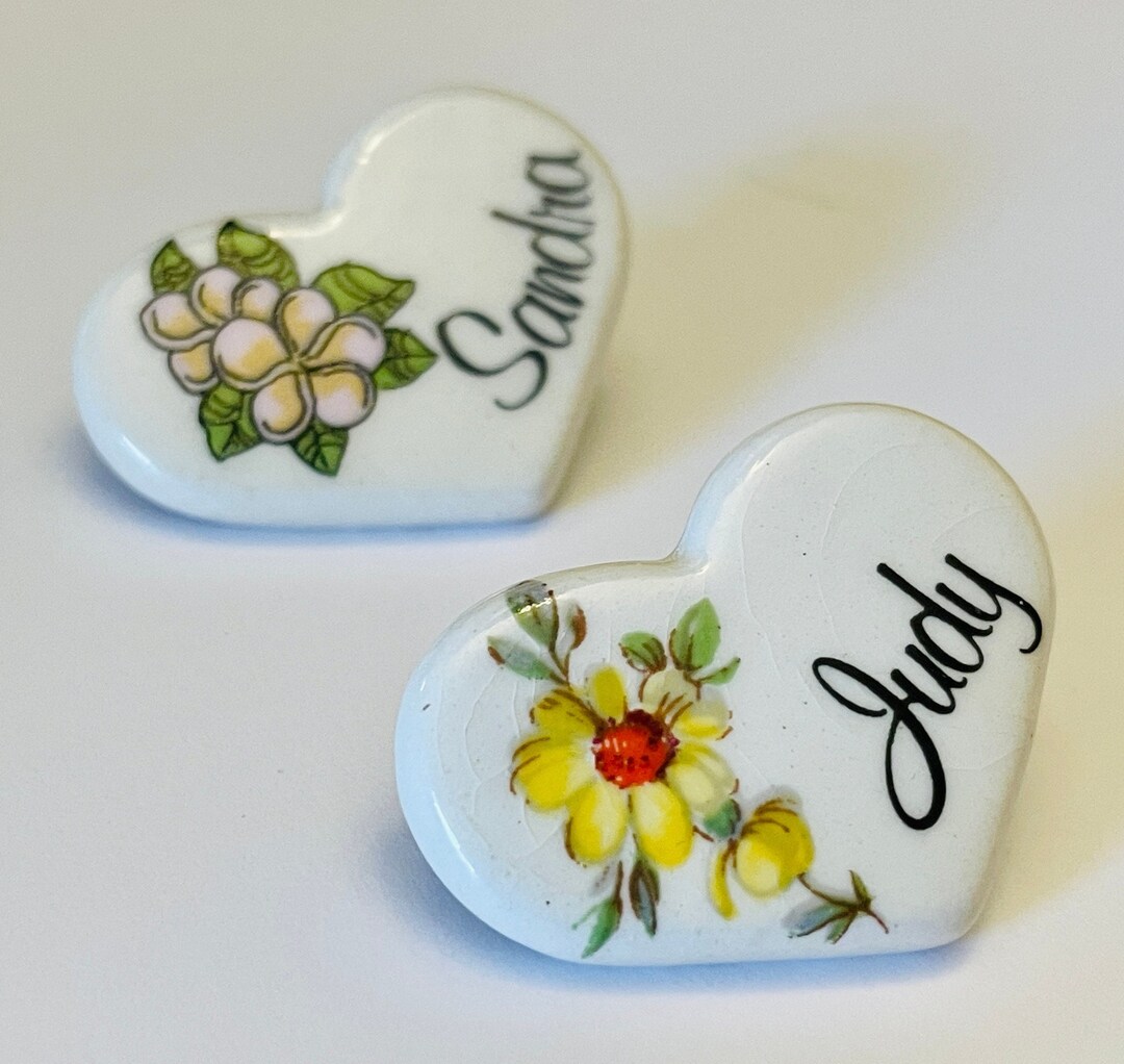 Ceramic Heart Pin 1981 Vintage Brooch Name Brooch Judy Name Gift for ...