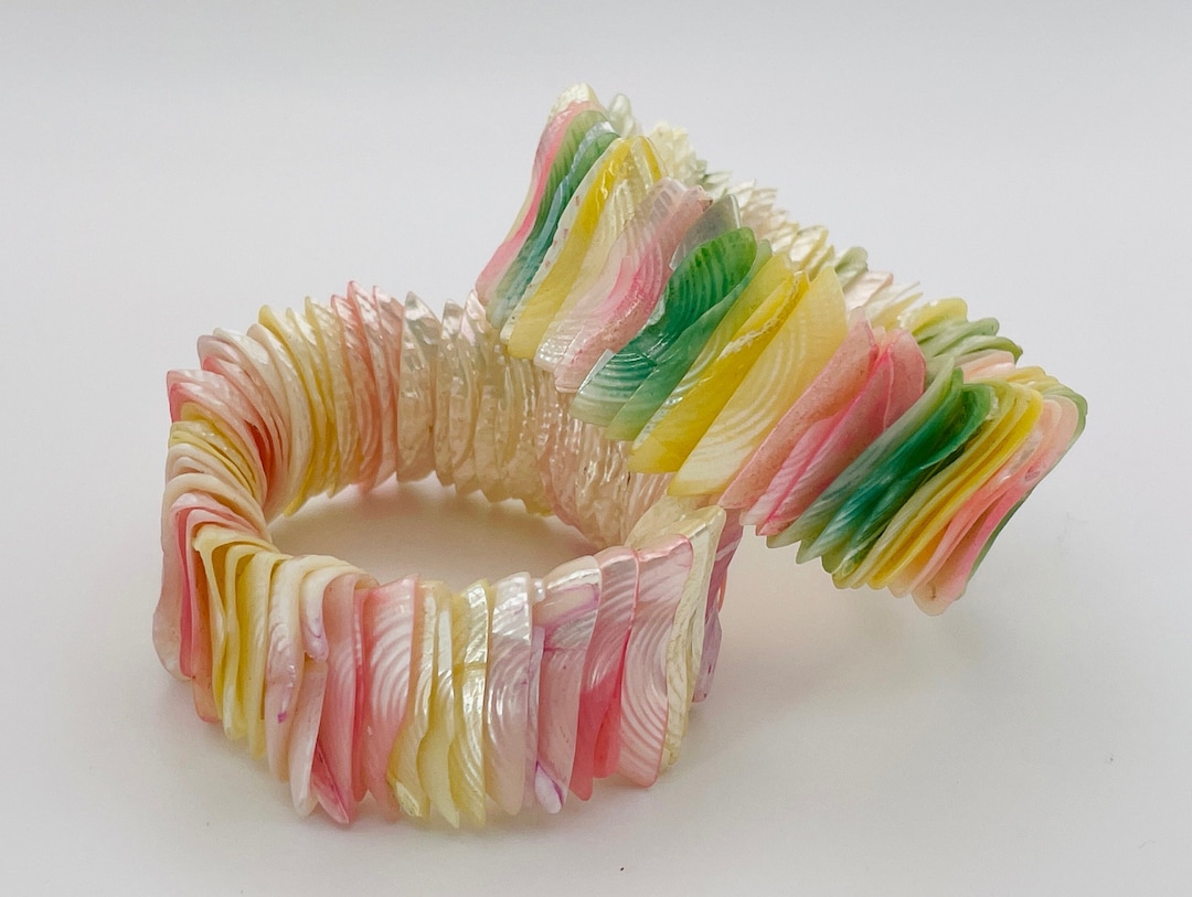 Vintage Pastel Shell Bracelets Mermaid Jewelry Pink Shell Bracelets ...