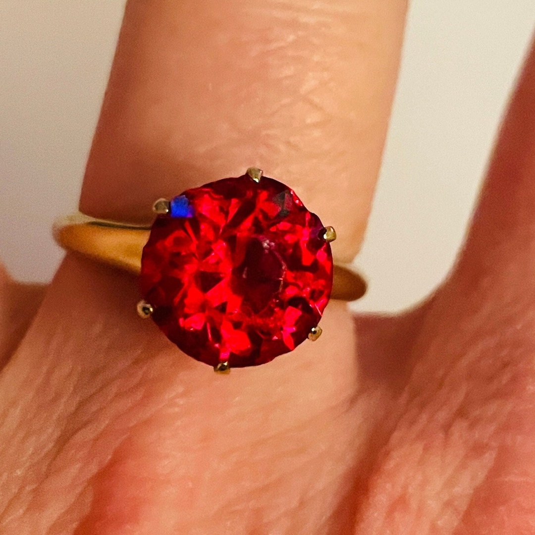 Ruby Red Ring Faux Ruby Ring 14k Gold Fill Large and Brightly Colored ...