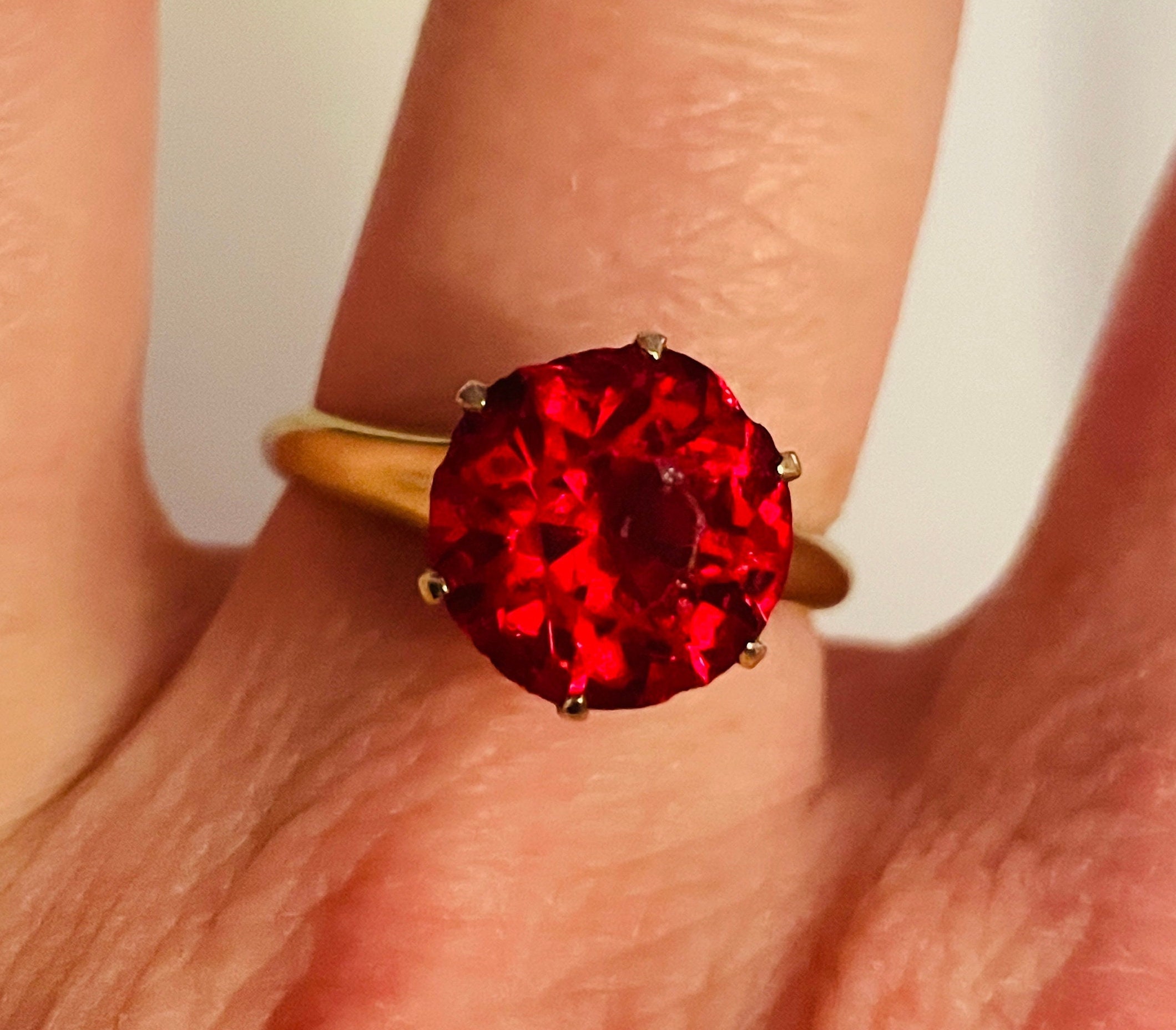 Ruby Red Ring Faux Ruby Ring 14k Gold Fill Large and Brightly Colored ...