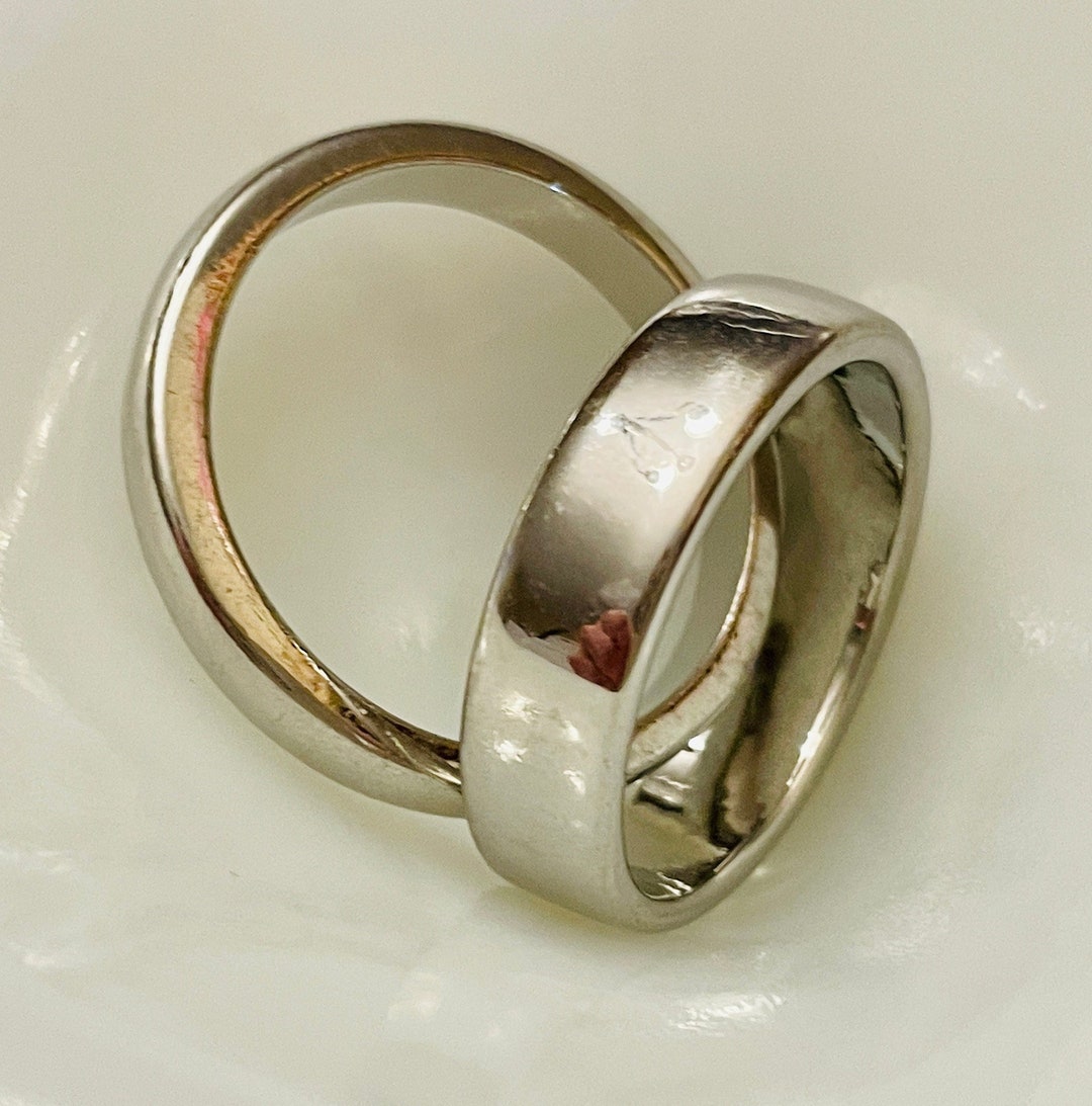 Minimal Mens Ring Large Ring Wedding Ring Silver Tone Wedding Band ...