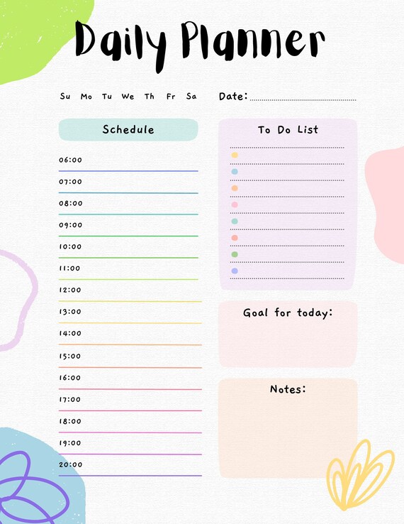 Colorful Daily Planner - Etsy