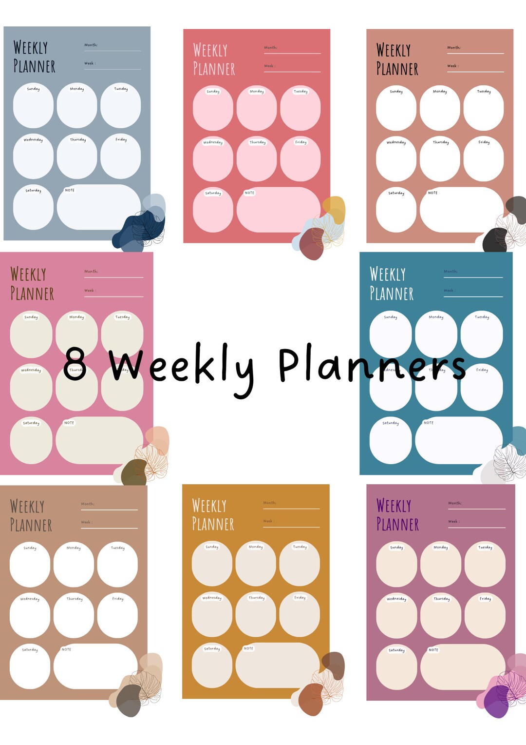 8 Colors of Weekly Planner - Etsy