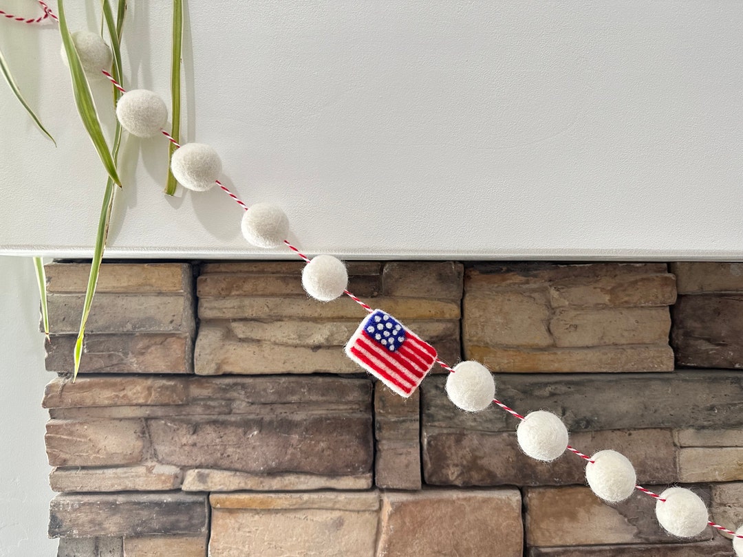 American Flag Garland 4th of July Decor Independence Day Decor Felt ...