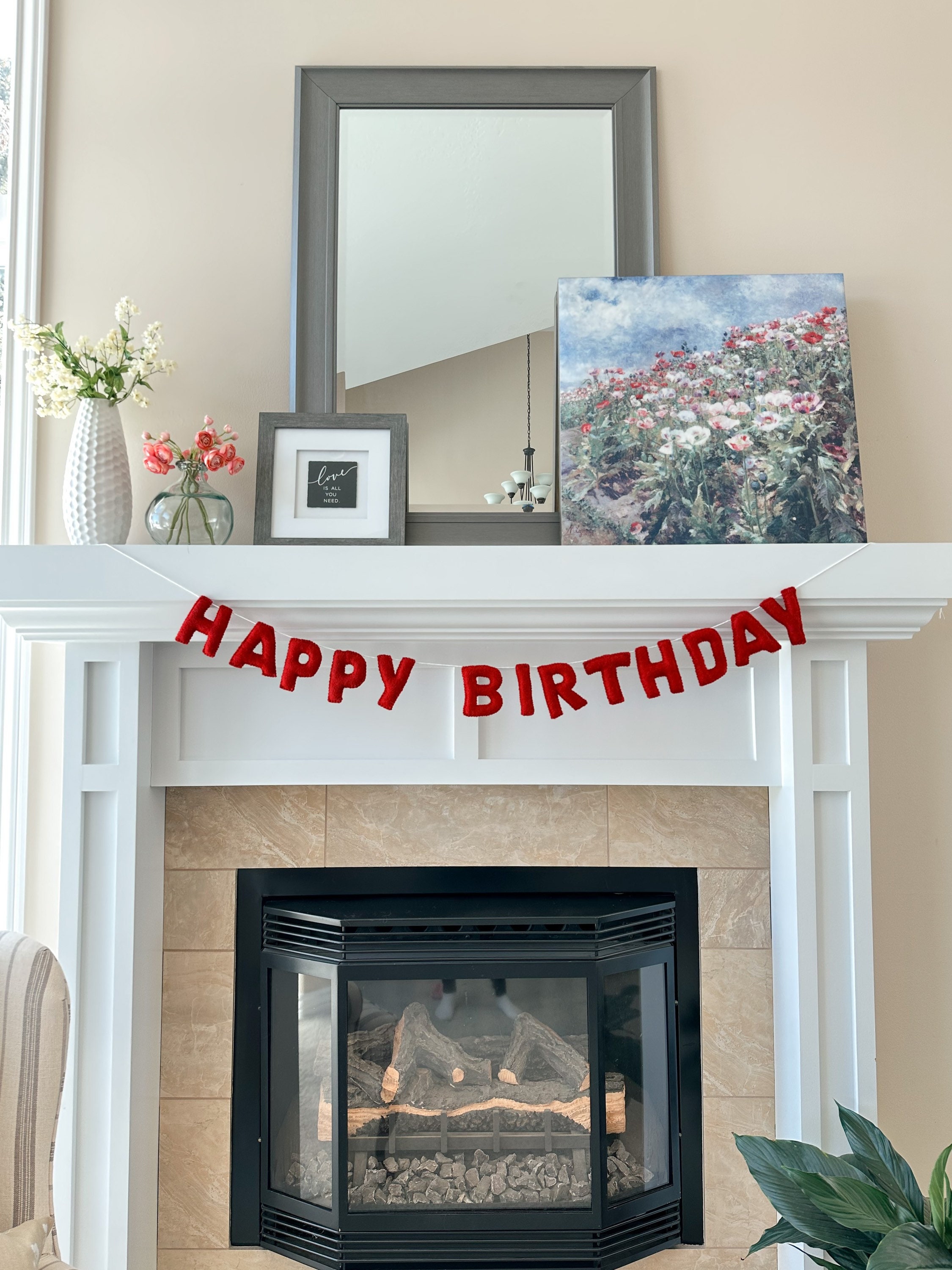 Red Happy Birthday Banner Happy Birthday Felt Garland Party Decor ...