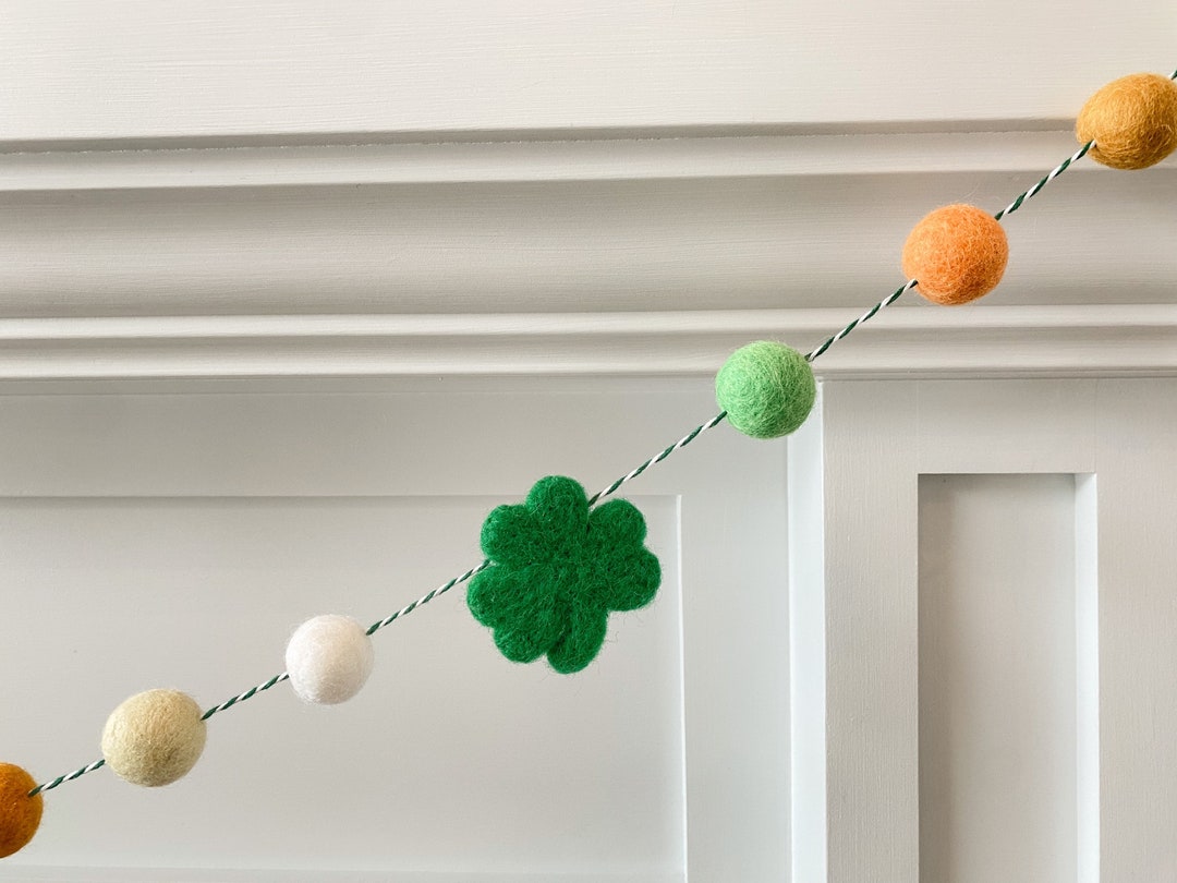 Shamrock Felt Garland St. Patrick's Day Garland Felt Ball Garland St ...
