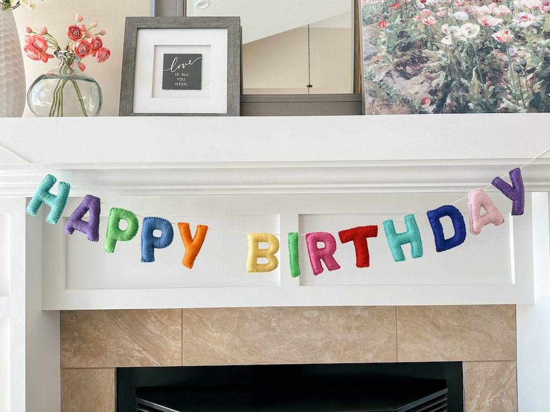 Bright Happy Birthday Felt Garland Party Decor Birthday - Etsy