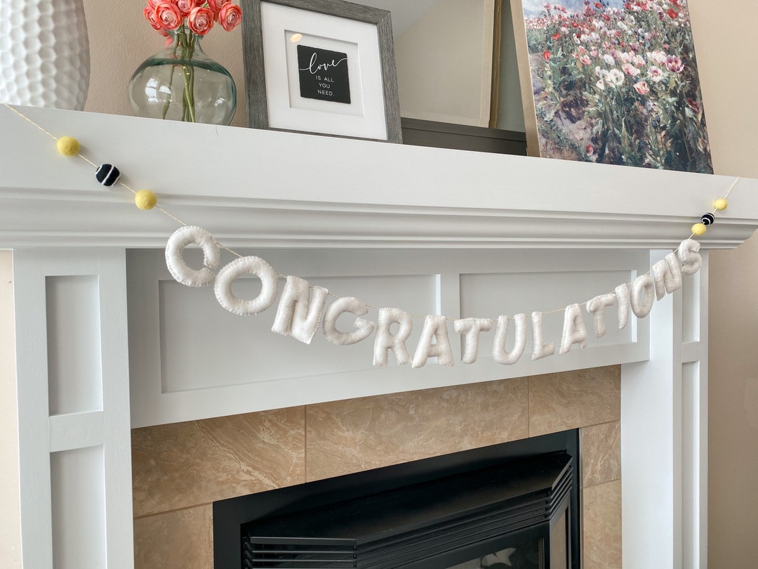Customizable White Congratulations Felt Garland Graduation Decor Party ...