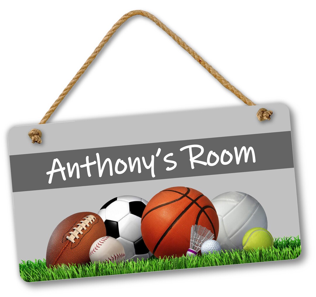 Kids Personalized Name Sports Bedroom Door and Wall Hanging Sign ...