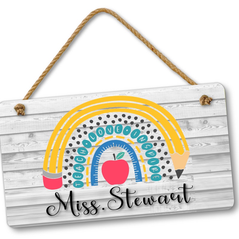 Rainbow Teacher Sign - Etsy
