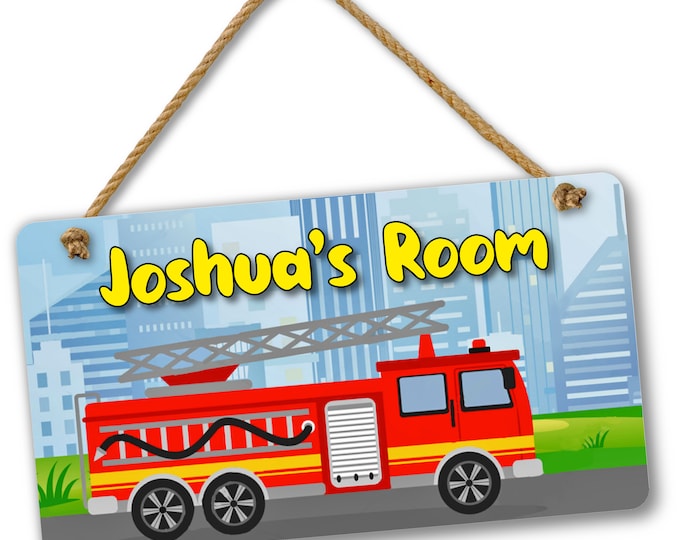 Personalized Fire Truck Metal Room Sign Welcome Sign Aluminum Sign ...