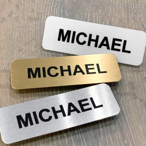 Metal Badge Name Tag With Magnet Back Fastener. Text Only. Set of 3 ...