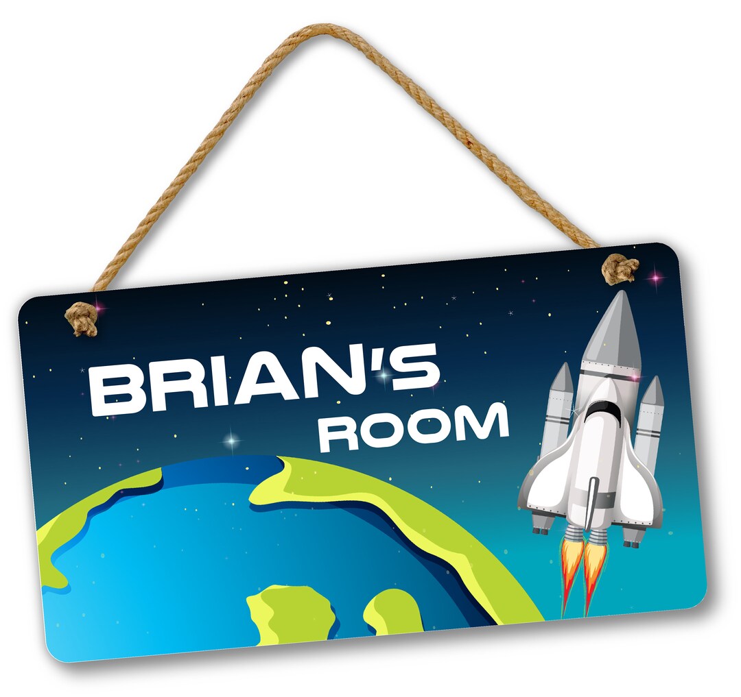 Kids Personalized Name Space Shuttle Bedroom Door and Wall Hanging Sign ...