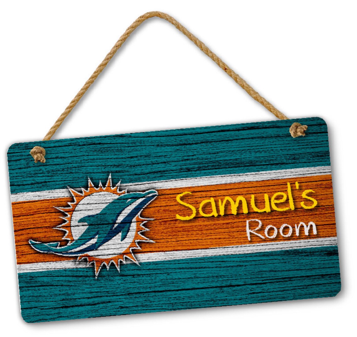 Personalized Name NFL Football Miami Dolphins Bedroom Door and Wall ...