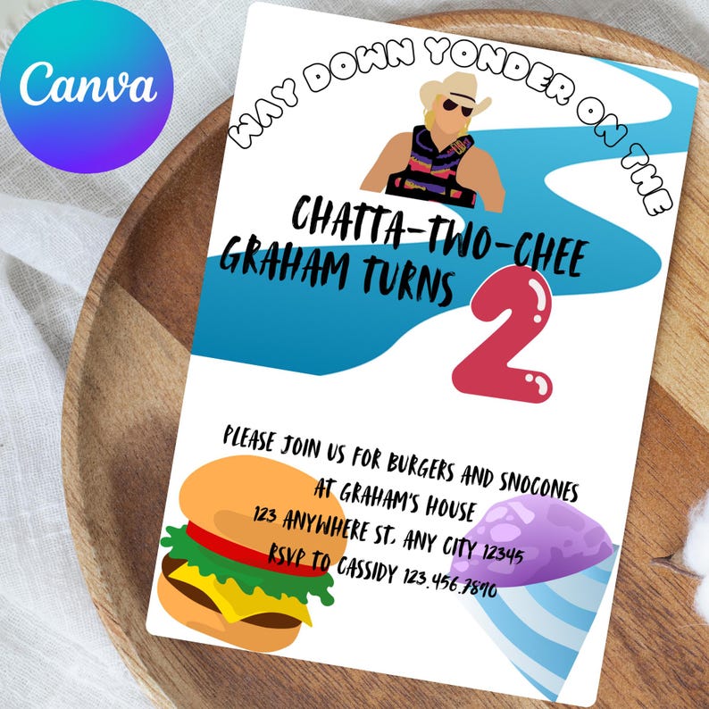 Chatta-two-chee Birthday Invitation - Etsy