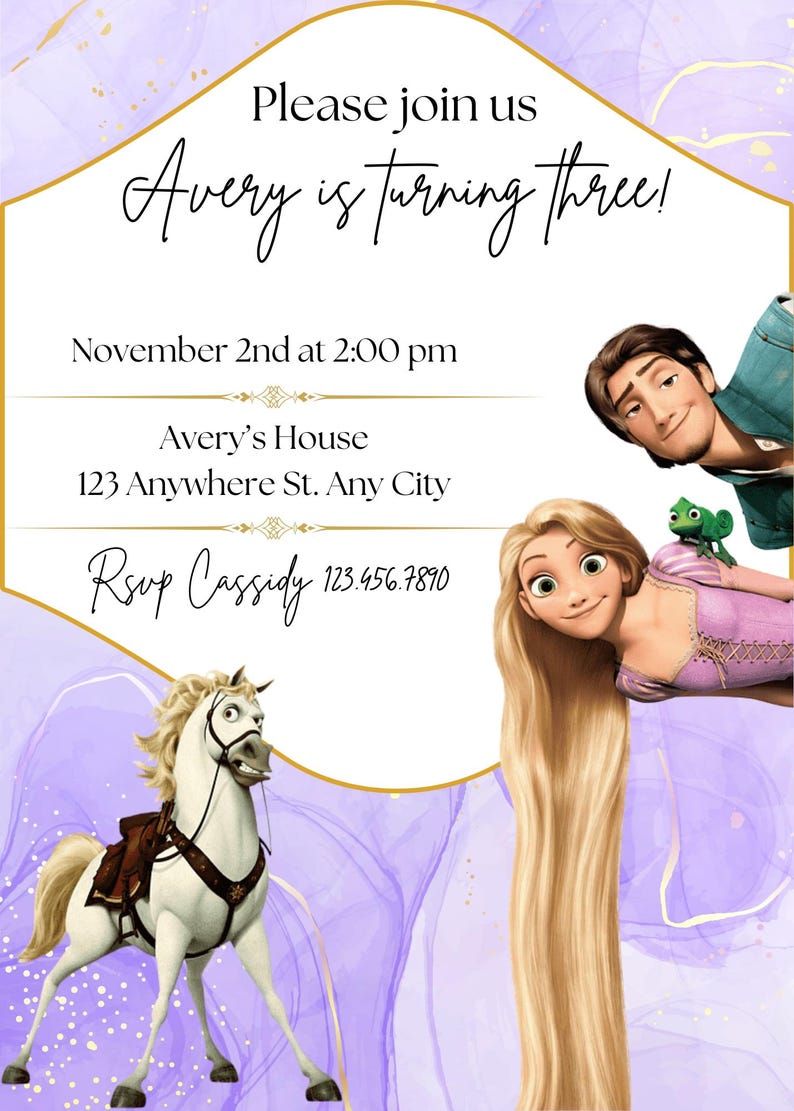 Tangled Birthday Invite Digital Download - Etsy