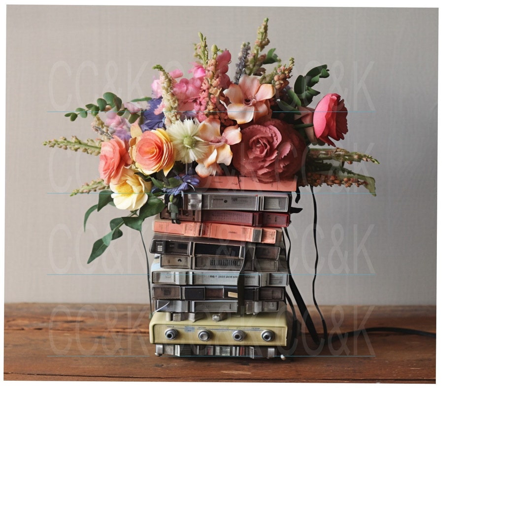 Cassette Flower Bouquets Tumbler Wrap PNG SVG - Etsy