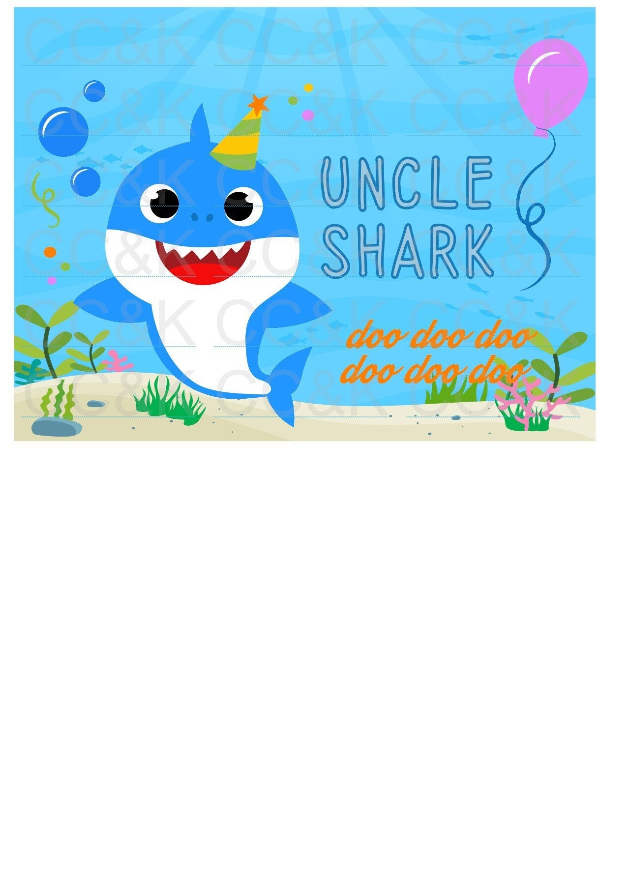 Uncle Shark Birthday Party Pattern SVG and PNG Digital Download - Etsy