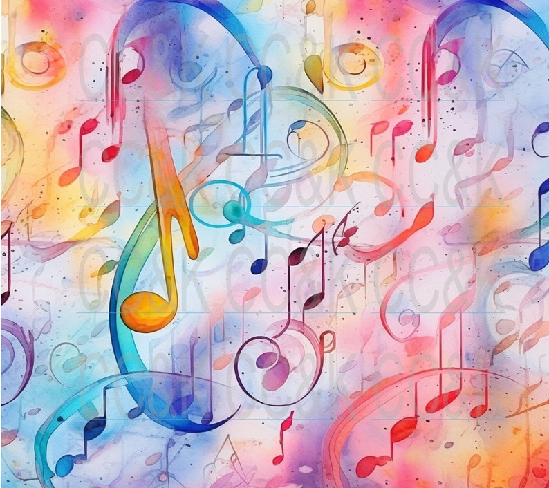 Water Colored Music Notes SVG PNG - Etsy