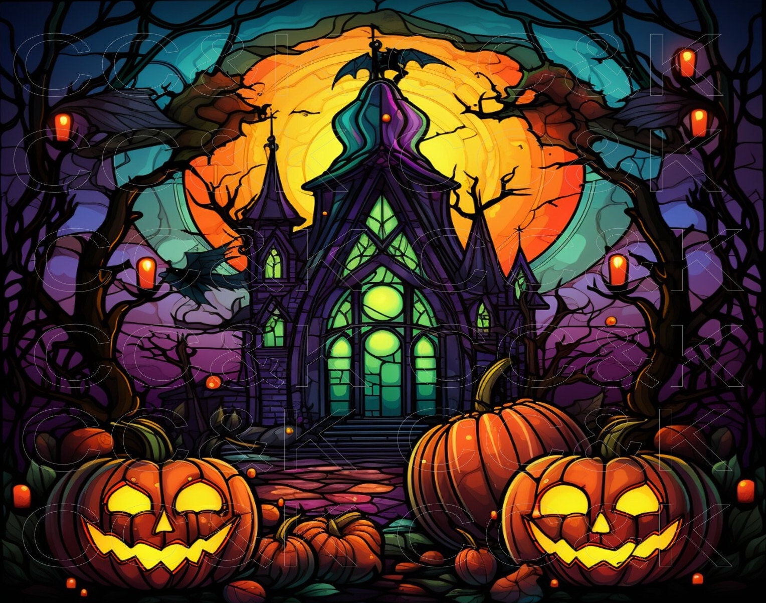 Neon Haunted House SVG and PNG Halloween Tumbler Wrap - Etsy