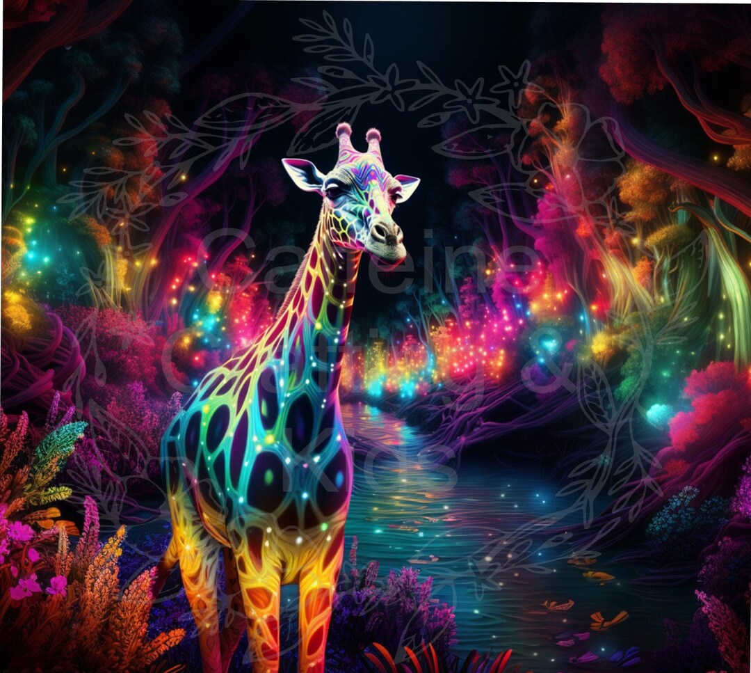 Neon Lights Giraffe SVG PNG - Etsy