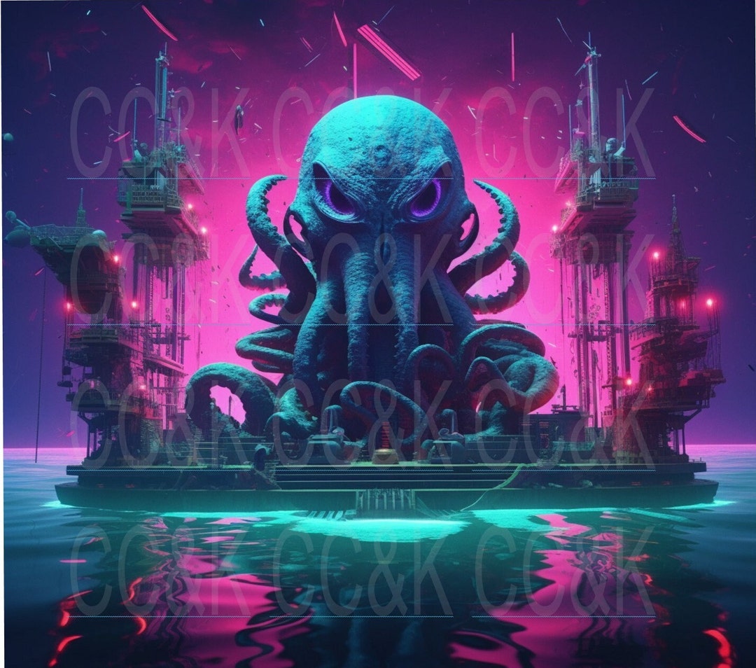 Neon Kraken Tumbler Wrap SVG PNG - Etsy