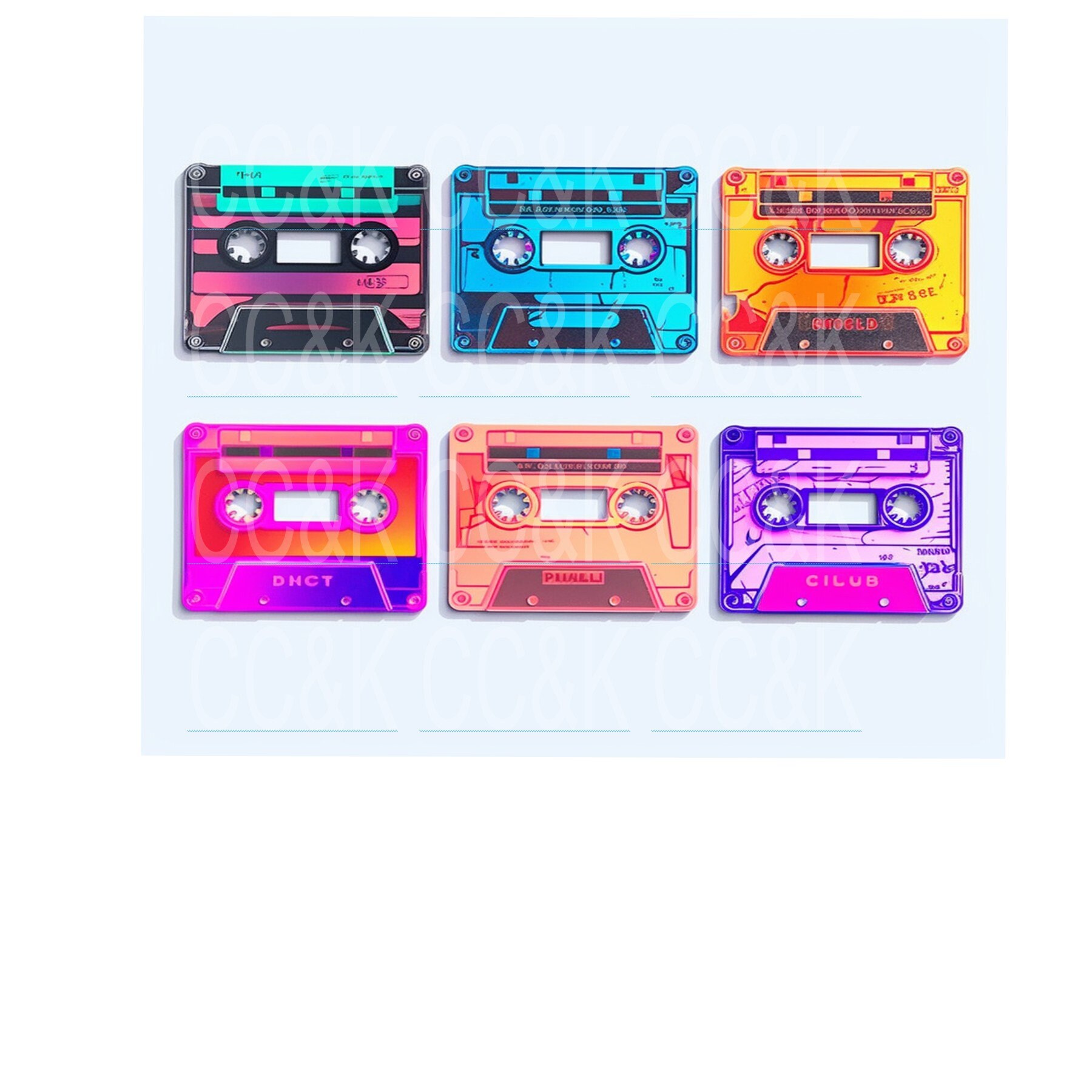 Two Neon Cassettes Designs PNG SVG - Etsy
