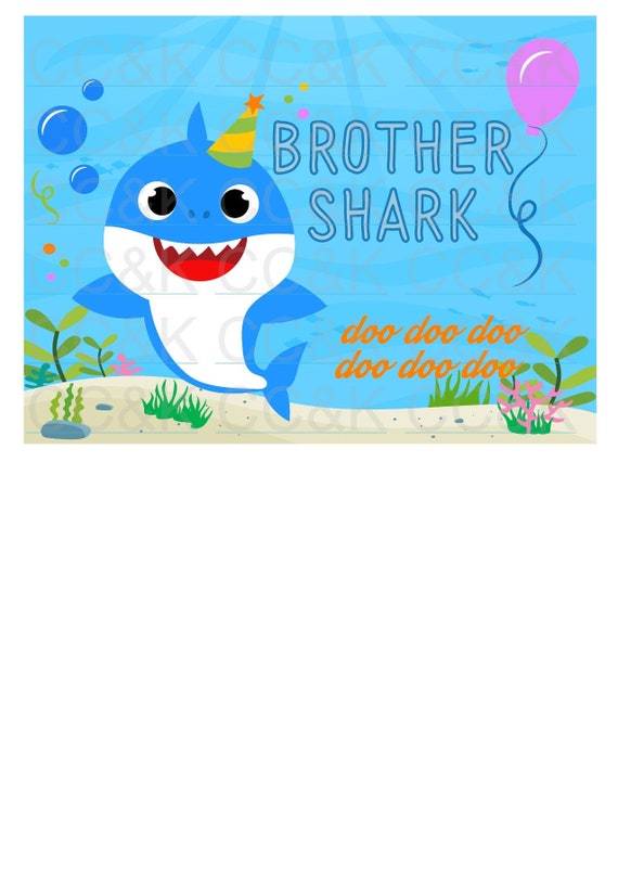 Brother Shark Birthday Party Pattern SVG & PNG Digital - Etsy