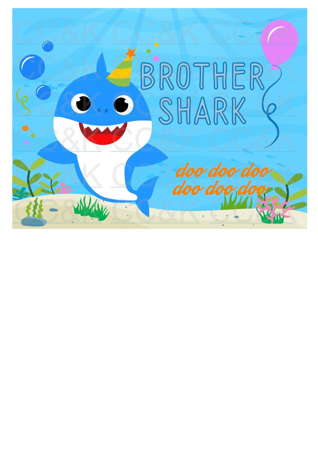 Brother Shark Birthday Party Pattern SVG & PNG Digital Download - Etsy