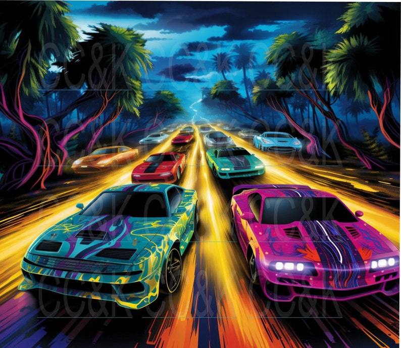 2 Neon Drag Racing Tumbler Wraps SVG PNG - Etsy