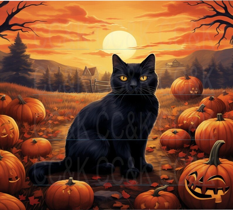 Black Cat and Pumpkins 2 SVG PNG - Etsy