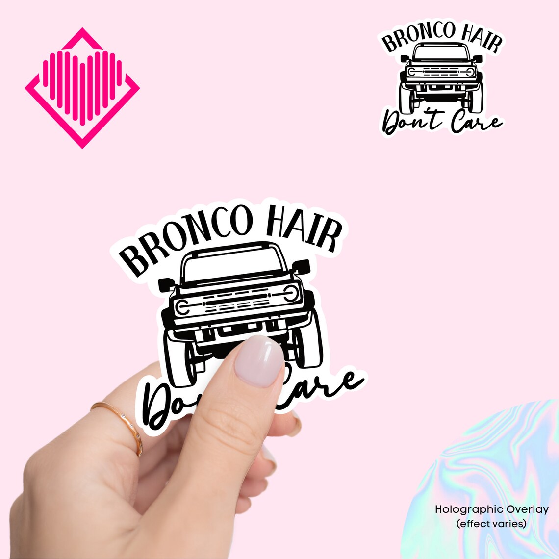 Sticker | Water Resistant Vinyl | Laminated | Holographic | Bronco Hair ...